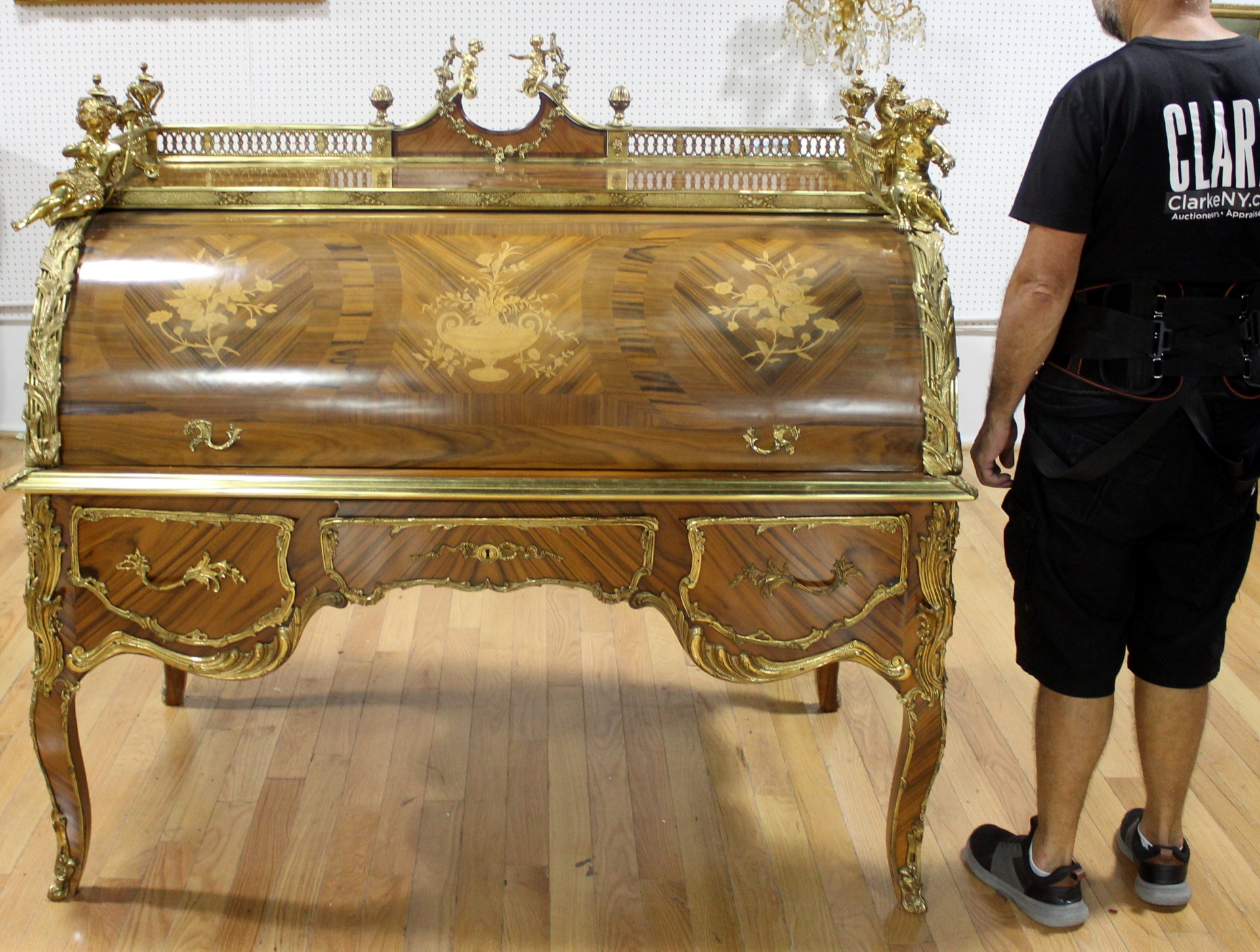 Large & Impressive Bronze Mounted Barrel Top Desk. | Barnebys